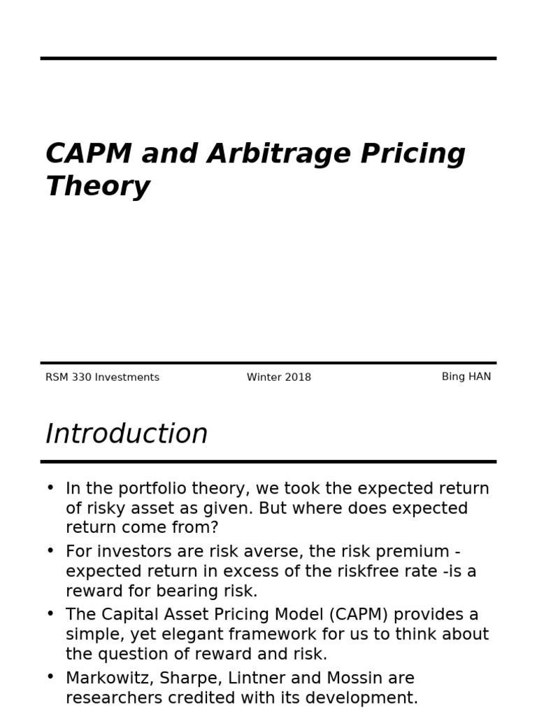 CAPM_APT | PDF | Capital Asset Pricing Model | Financial Risk