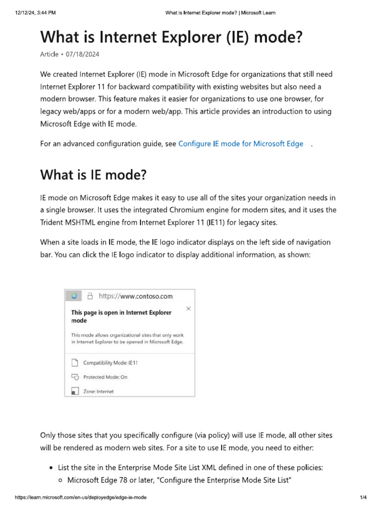 What Is Internet Explorer (IE) Mode | PDF