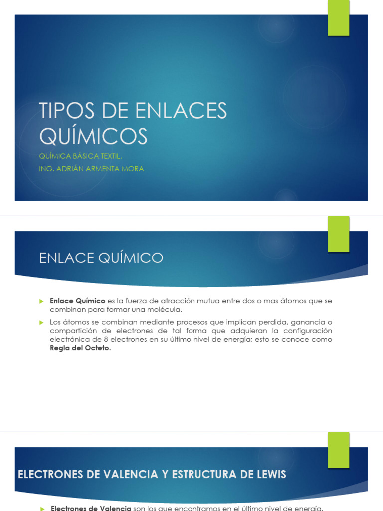 Tipos de Enlaces Químicos | PDF | Enlace químico | Enlace covalente