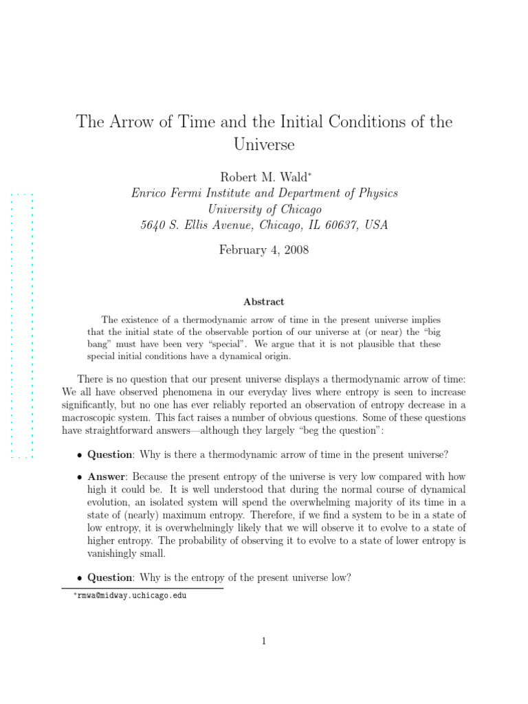 Bob Wald_The Arrow of Time and the Initial Conditions of the Universe | PDF | Inflation ...