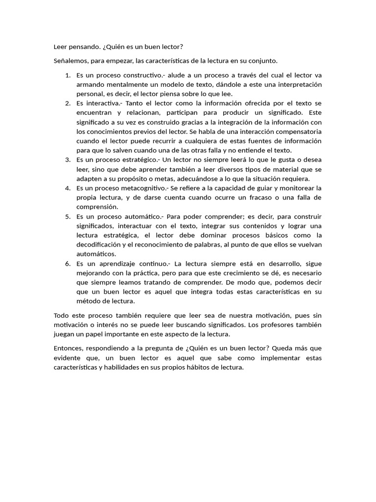 Características de un buen lector | PDF