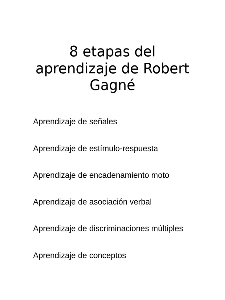 8 Etapas Del Aprendizaje de Robert Gagné | PDF