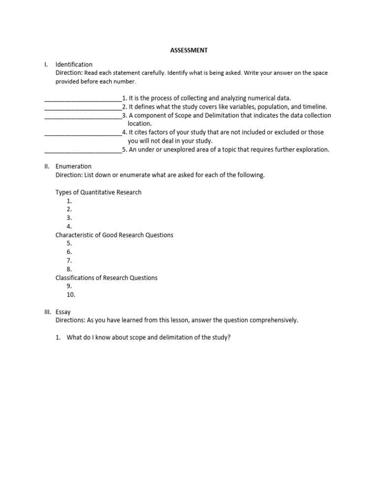 Assessment (Parts of Research) | PDF | Knowledge Management ...