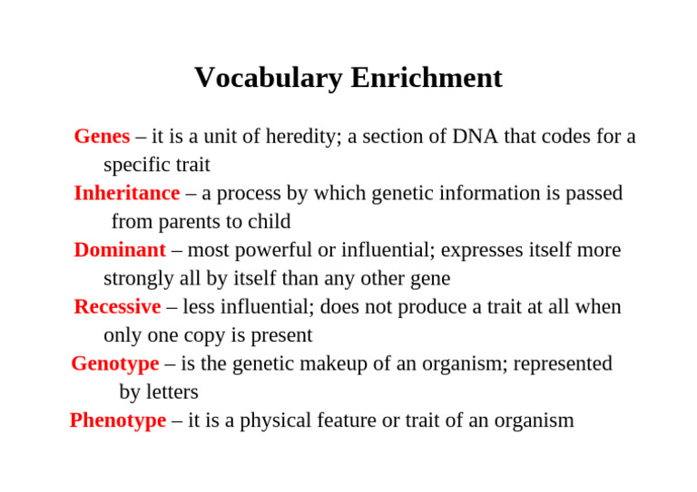 Genetic Vocabulary Explained | PDF