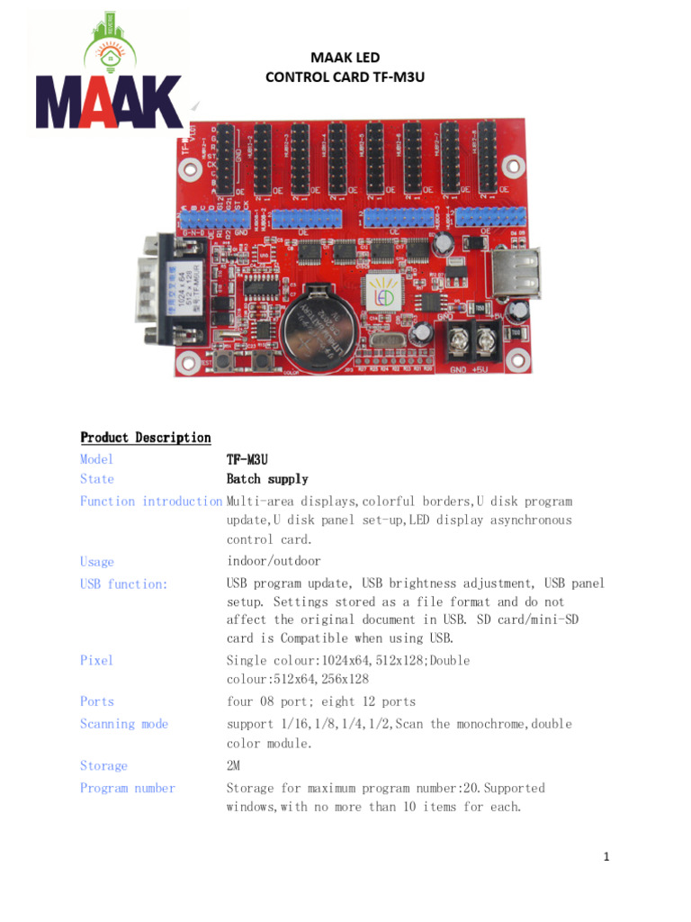 Control Card TF-M3U | PDF