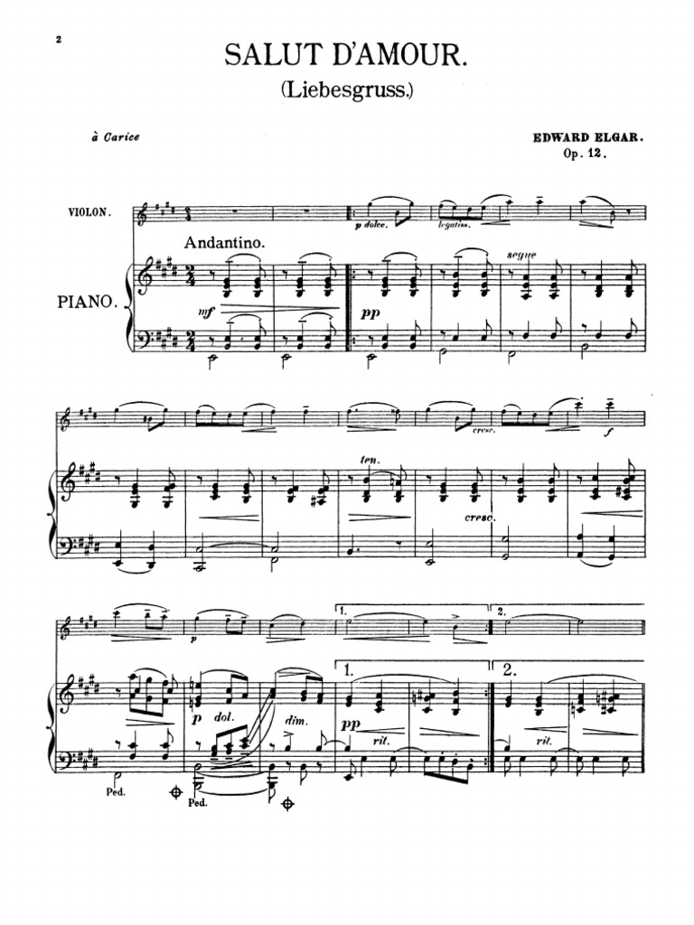 Complete Score - Salut D'amour, Op.12 (Elgar) | PDF