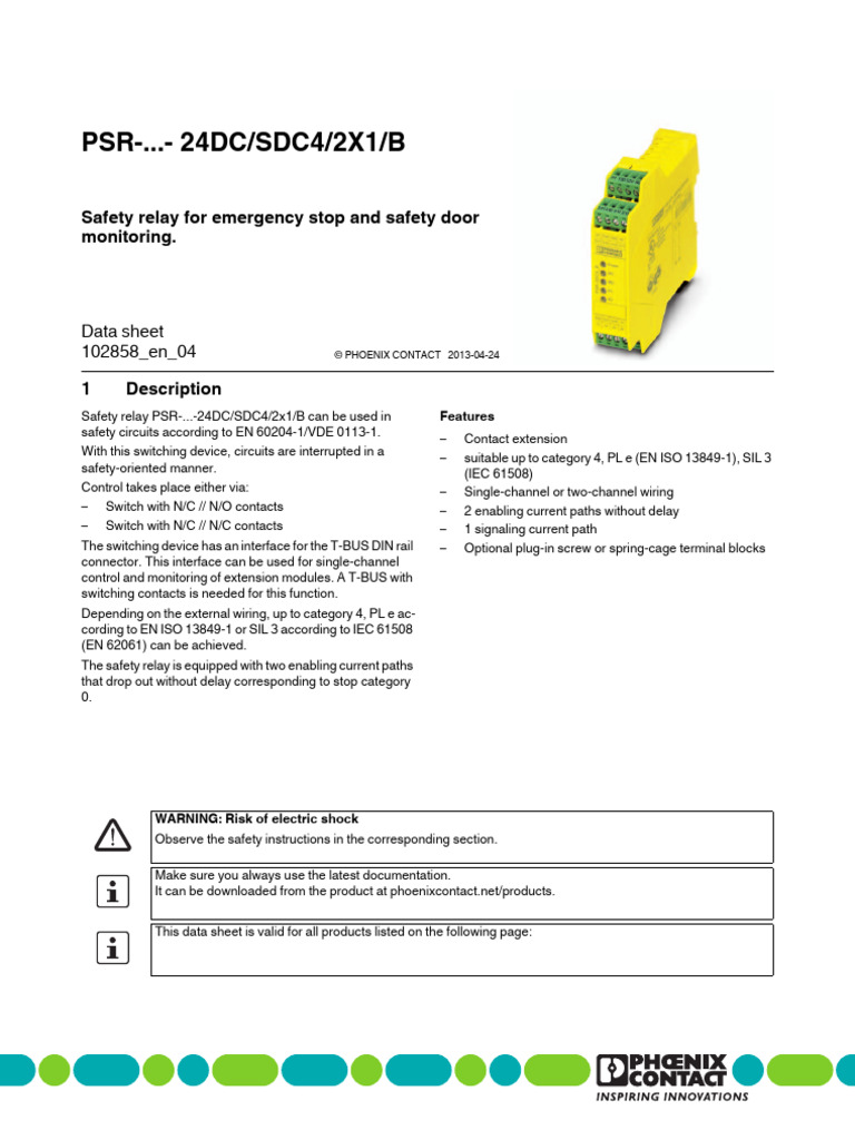 10 Data Sheet db_en_psr_24dc_sdc4_2x1_b_102858_en_04 | PDF | Relay ...