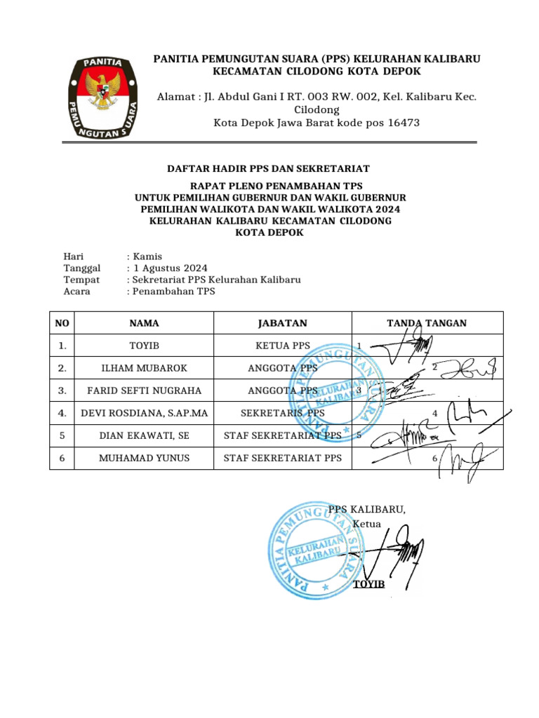 018 Permohonan Penambahan TPS | PDF