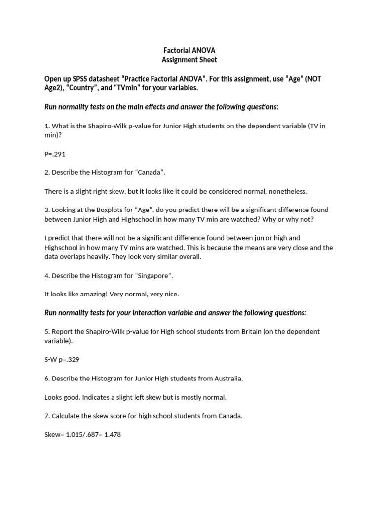 SPSS Factorial ANOVA Assignment | PDF | Analysis Of Variance | Histogram