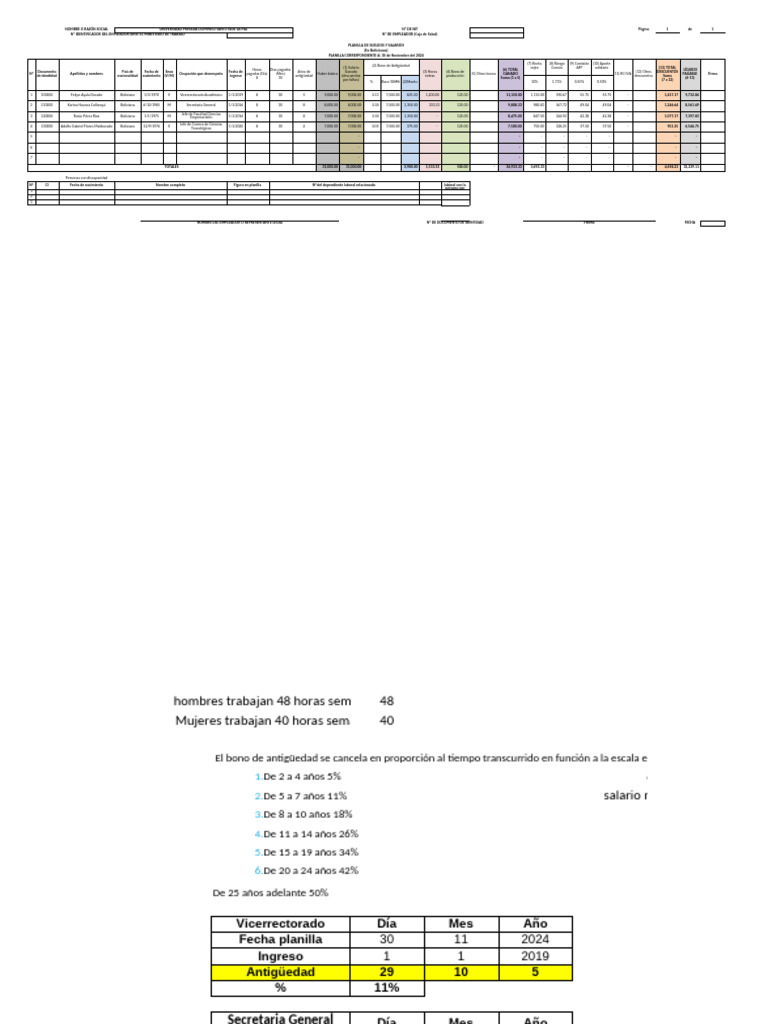 Formato Planilla Mensual | PDF | Pagos | Economias