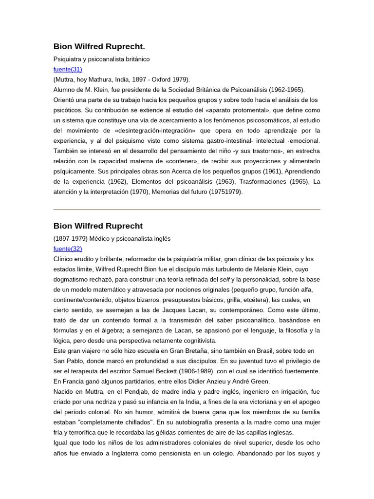 Bion Wilfred Ruprecht Pag 111 A 113 | PDF | Psicoanálisis | Samuel Beckett