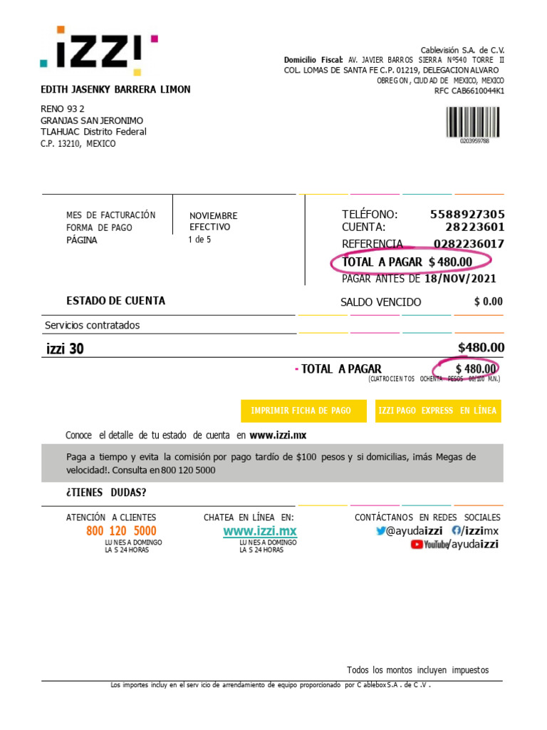 Comprobante Izzi 1 | PDF