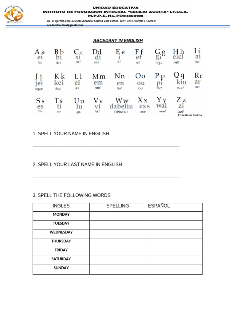 Abcedary in English | PDF
