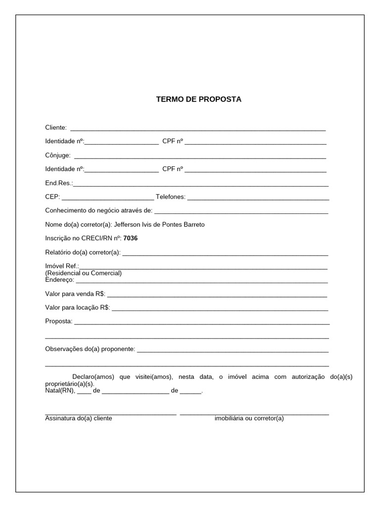 FICHA DE PROPOSTA | PDF