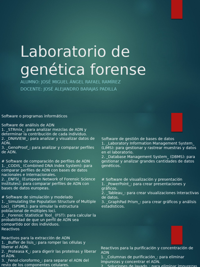 Software y reactivos en genética forense | PDF | Reacción en cadena de ...