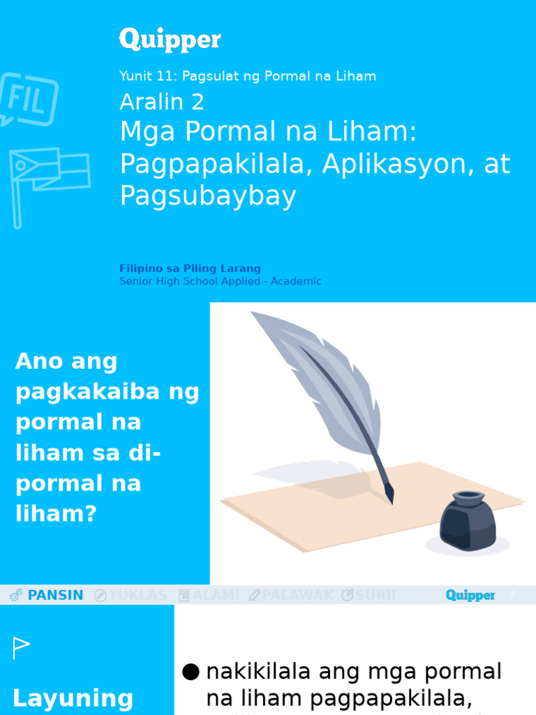 FPL 11 - 12 Q2 1102 - Mga Pormal Na Liham - Pagpapakilala, Aplikasyon, at Pagsubaybay | PDF