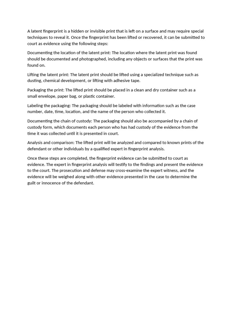 Fingerprint Evidence Presentation | PDF