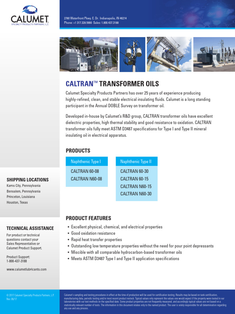 CALTRAN Transformer Oils Overview | PDF | Electricity | Materials