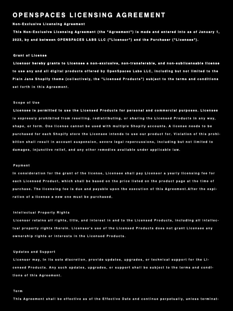 Licensing Agreement | PDF