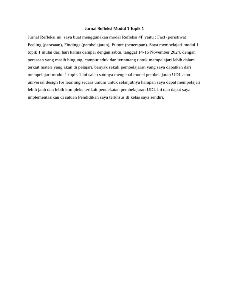 Jurnal Refleksi Modul 1 Topik Satu | PDF
