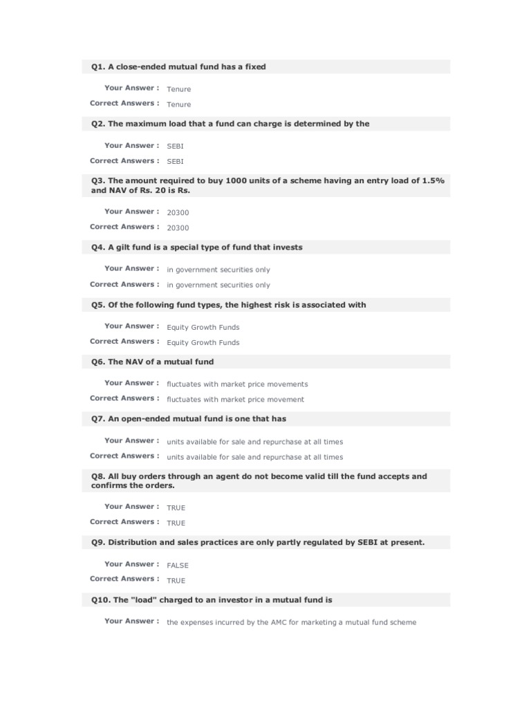 Practice Test | Download Free PDF | Mutual Funds | Stocks