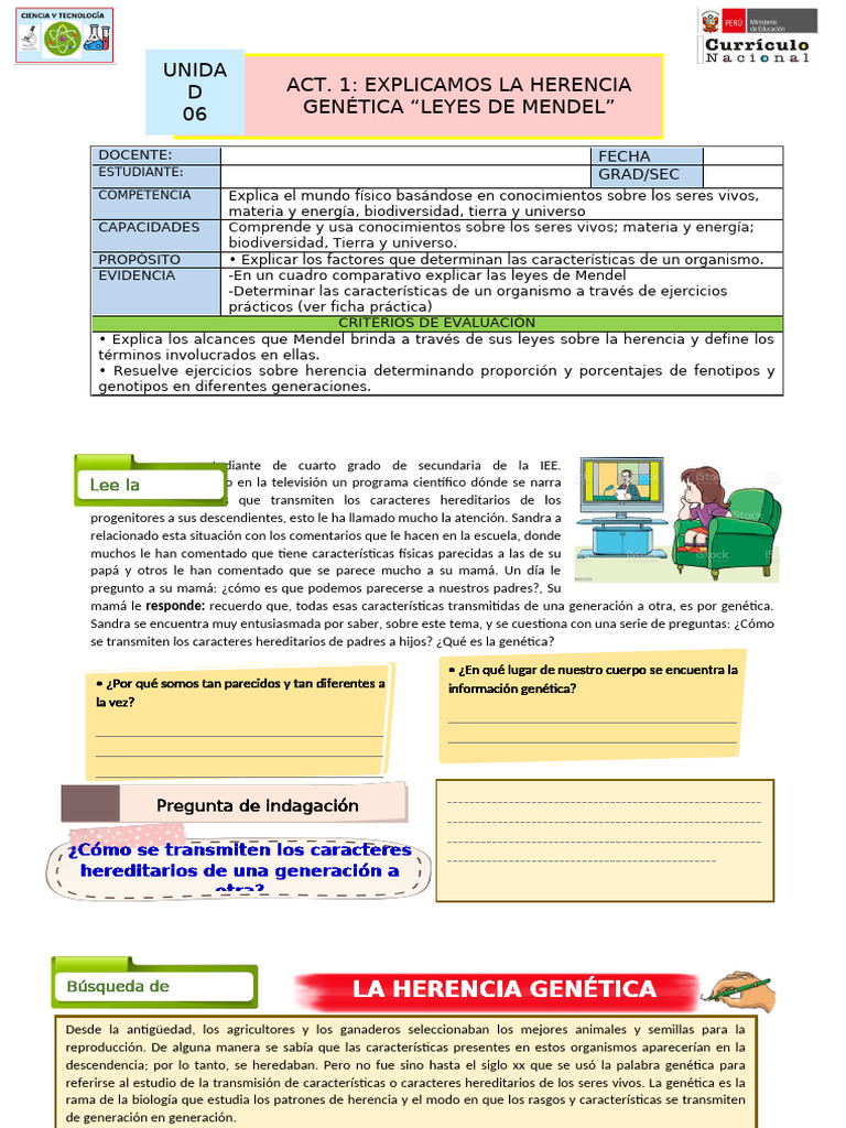 A-4º ACT 1-CYT-UND 6 | PDF | Dominancia (Genética) | Cigosidad