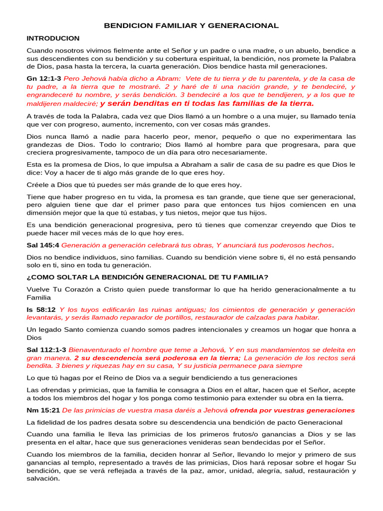 Bendición Familiar Generacional en Cristo | PDF | Bendición | Abrahán
