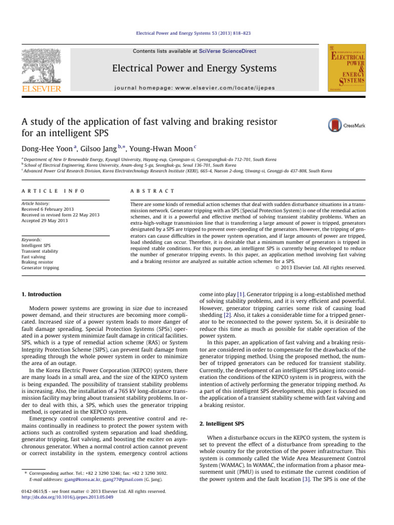 .A Study of The Application of Fast Valving and Braking Resistor For An ...