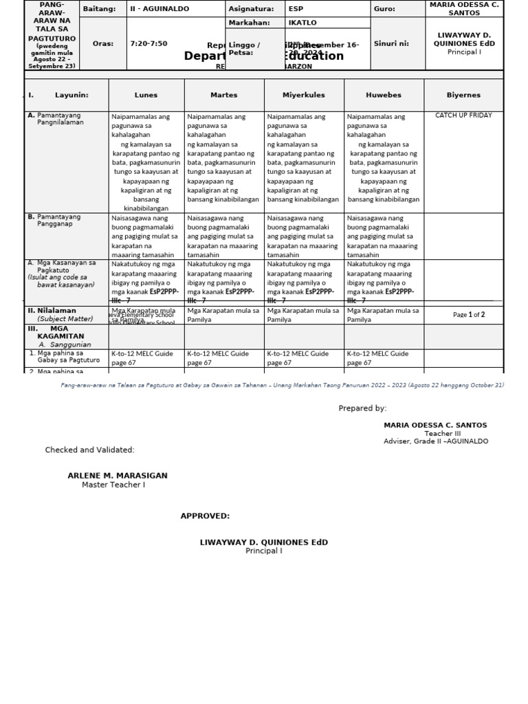 Mocs DLL Q3 Week 2 Esp | PDF