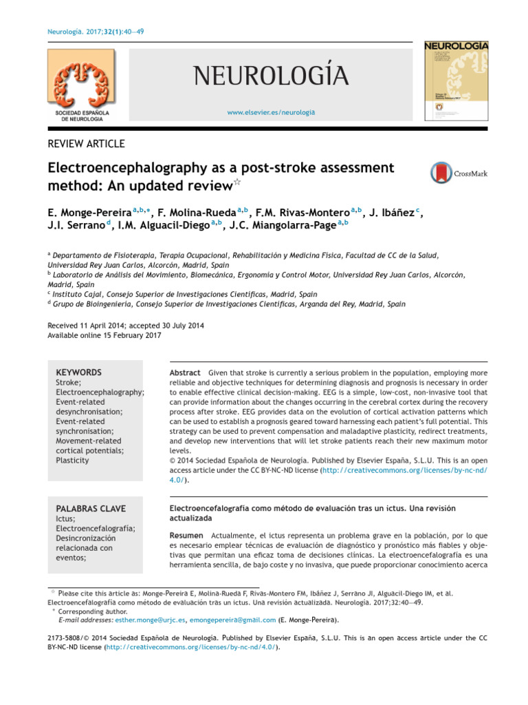Electroencephalography as a Post-stroke Assessment Method; An Updated ...