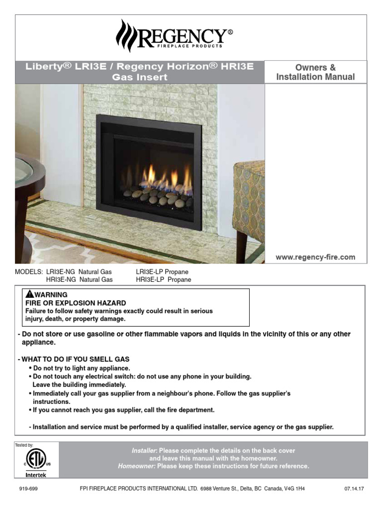 Gas Fireplace Manual | PDF | Fireplace | Natural Gas