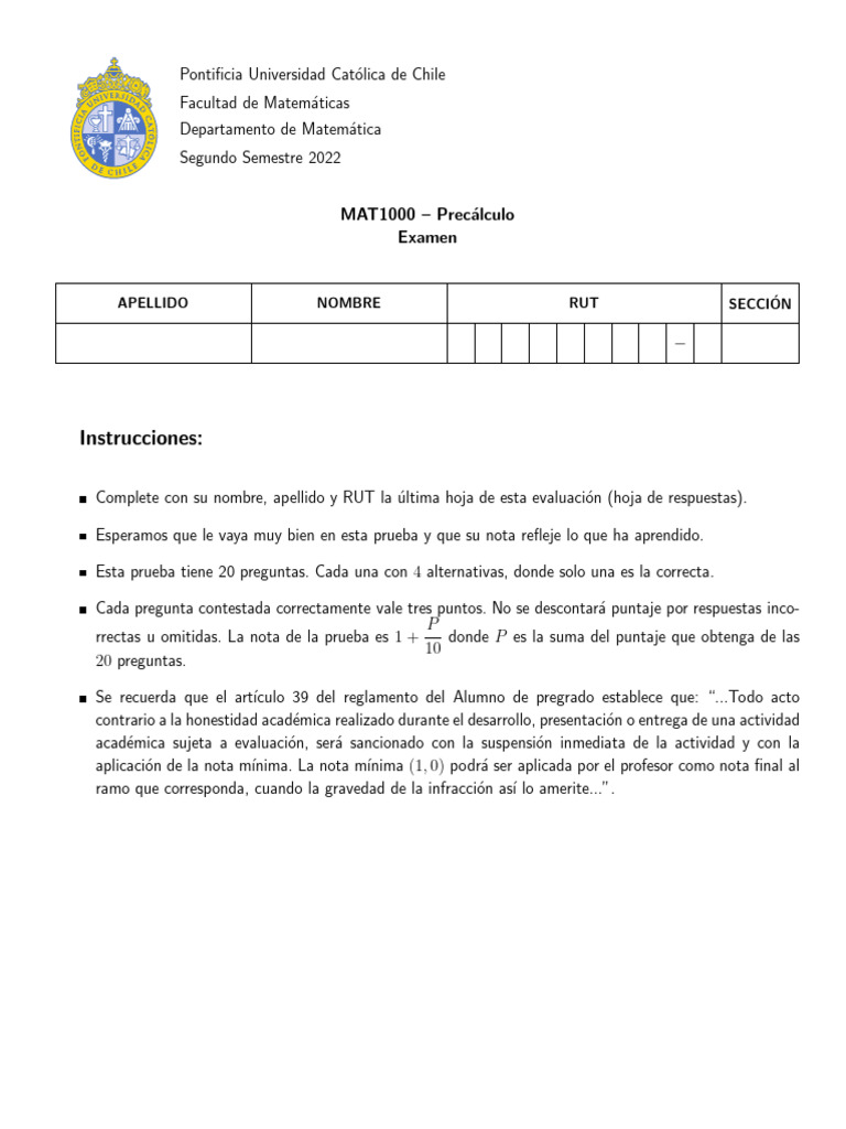 Examen-MAT1000-2022-S2 2 | PDF | Matemáticas