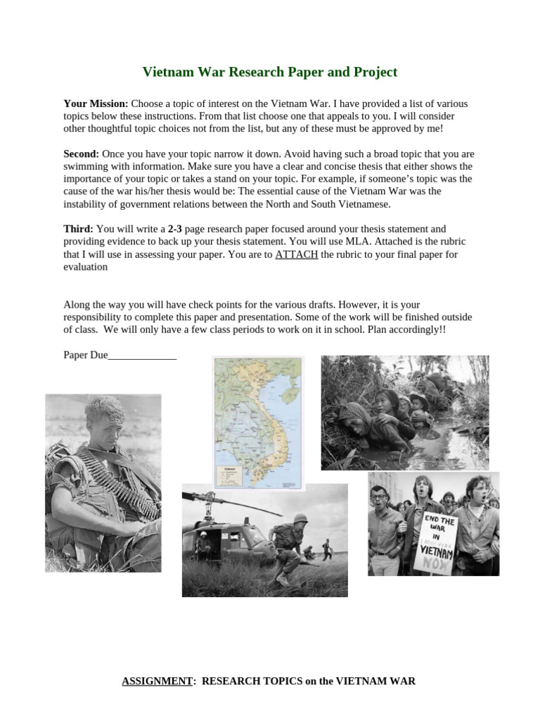 Ashley Sanchez-STU - Copy of Vietnam - War - Research - Project | PDF ...