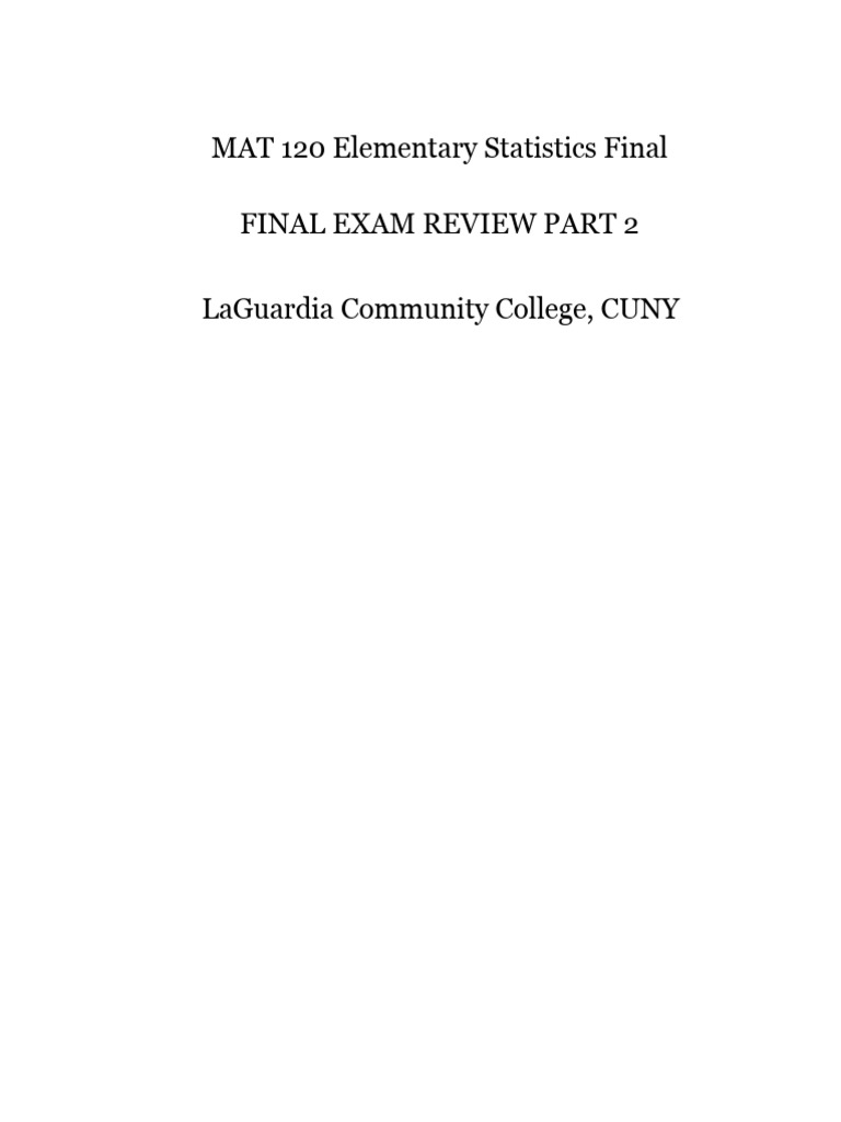 MAT 120 Statistics Final Exam Review | PDF | Standard Deviation | Mean