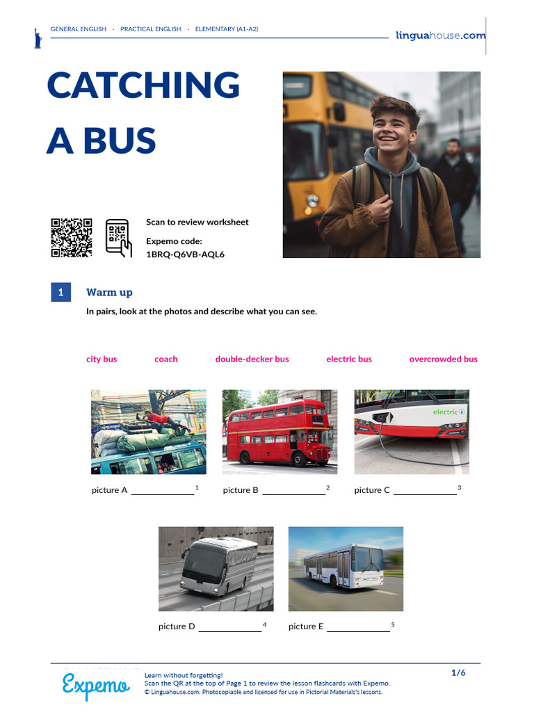 Catching a Bus: A1-A2 English Guide | PDF | Bus | Vocabulary