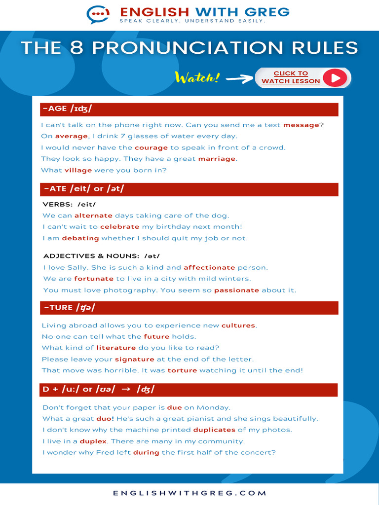 08) 8 Simple English Pronunciation Rules | PDF | Linguistic Typology ...