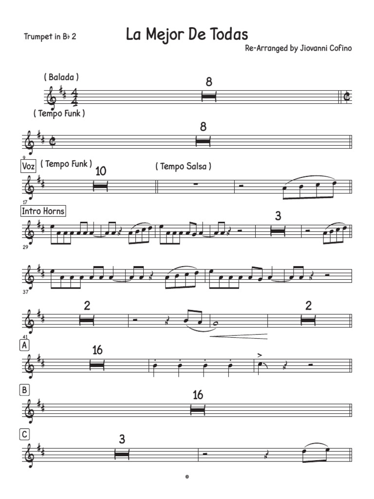 La Mejor de Todas Full Bamd - Trumpet in BB 2 | PDF | Musica cubana ...