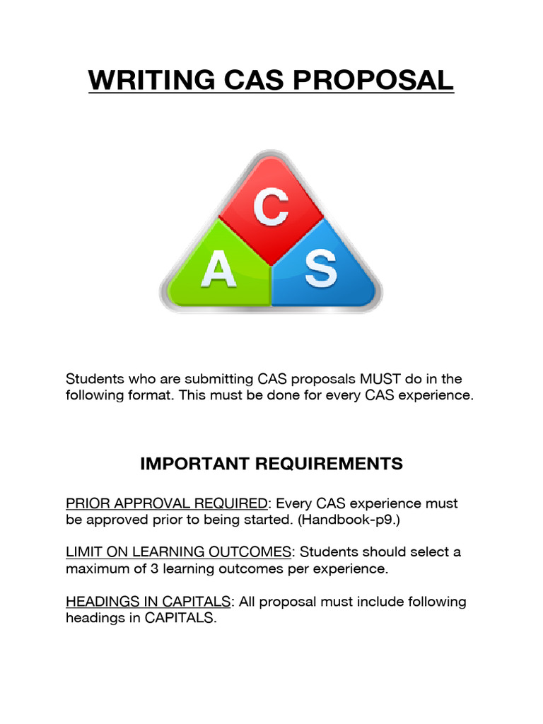 WRITING A CAS PROPOSAL Class of 2026 | PDF | Behavior Modification | Cognition