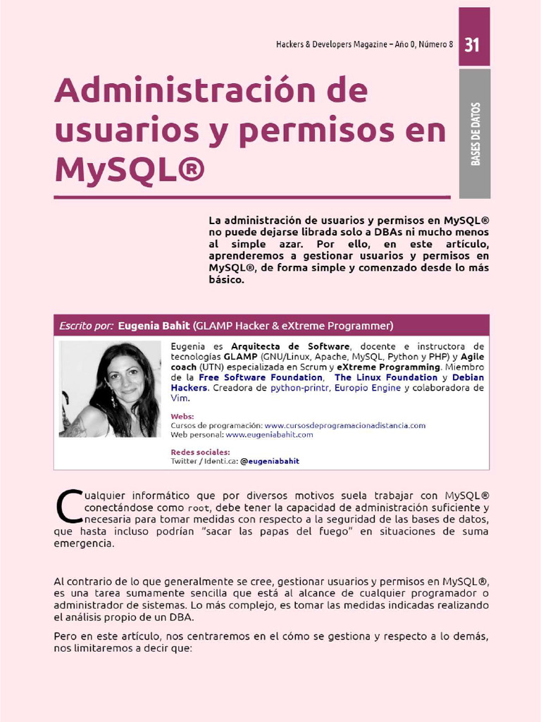 Administraci-n de Usuario y Permisos en MySQL | PDF