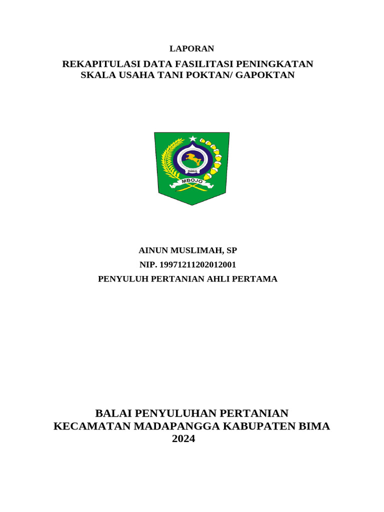 Laporan Rekapitulasi Data Fasilitasi Peningkatan Skala Usaha Tani ...