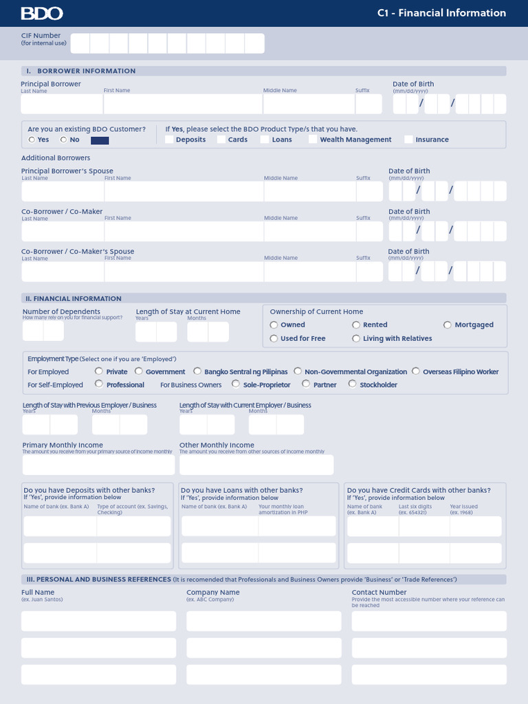 BDO Loan Application and Information Form | PDF | Loans | Debit Card