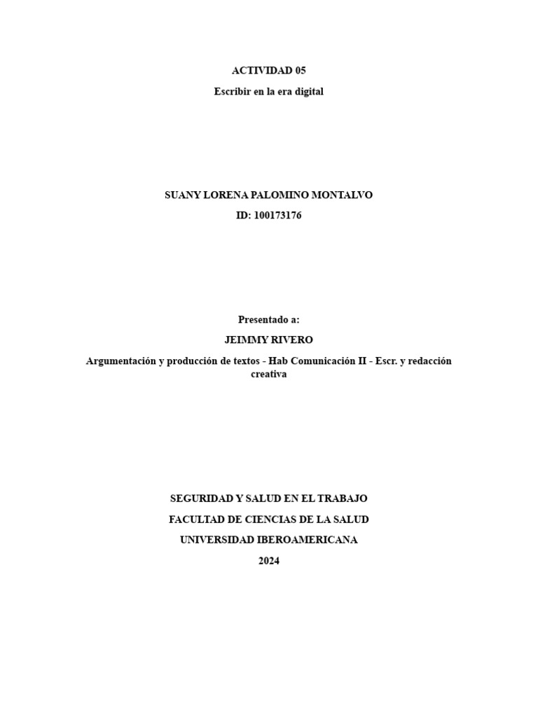 ACTIVIDAD 05 Escribir en La Era Digital - Ibero | PDF | Enseñando | Aprendizaje