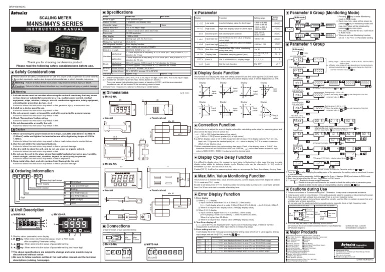 Autonics m4ns M4ys Manual | PDF | Parameter (Computer Programming) | Electrical Engineering