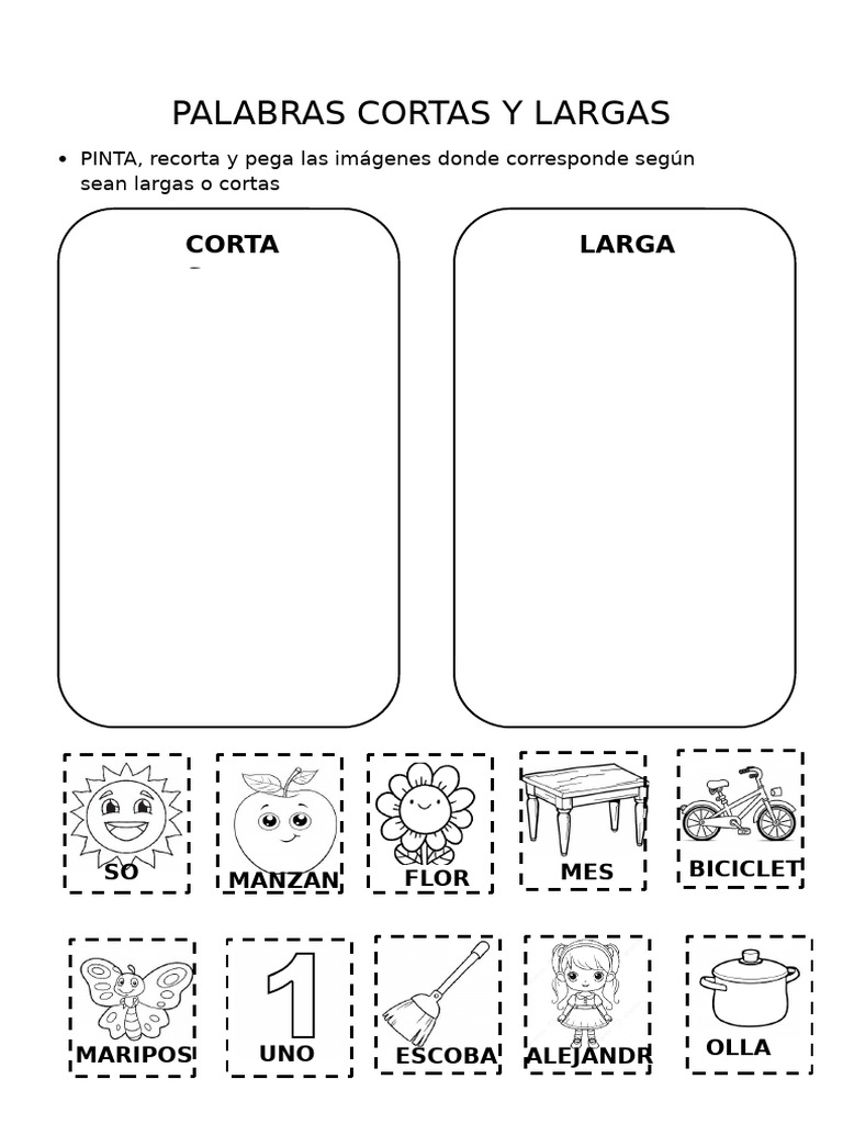 Clasificación de Palabras Cortas y Largas | PDF