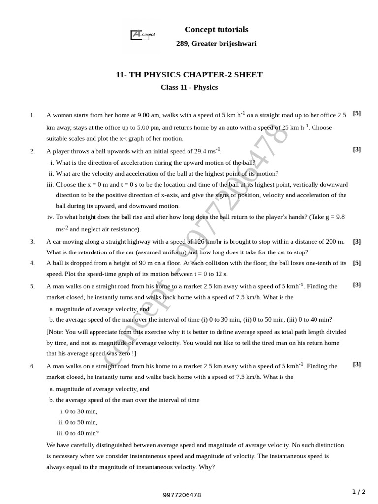 chapter -2 | PDF | Speed | Velocity