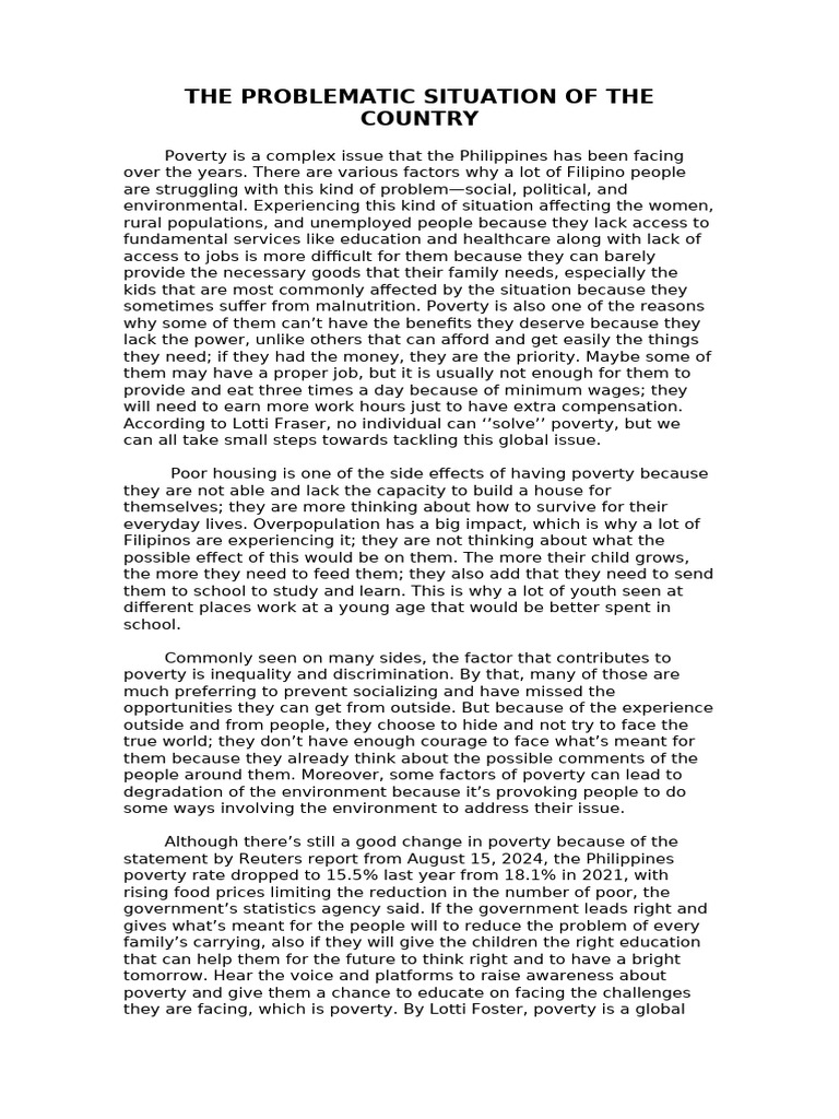 The Problematic Situation of The Country | PDF | Poverty | Poverty ...