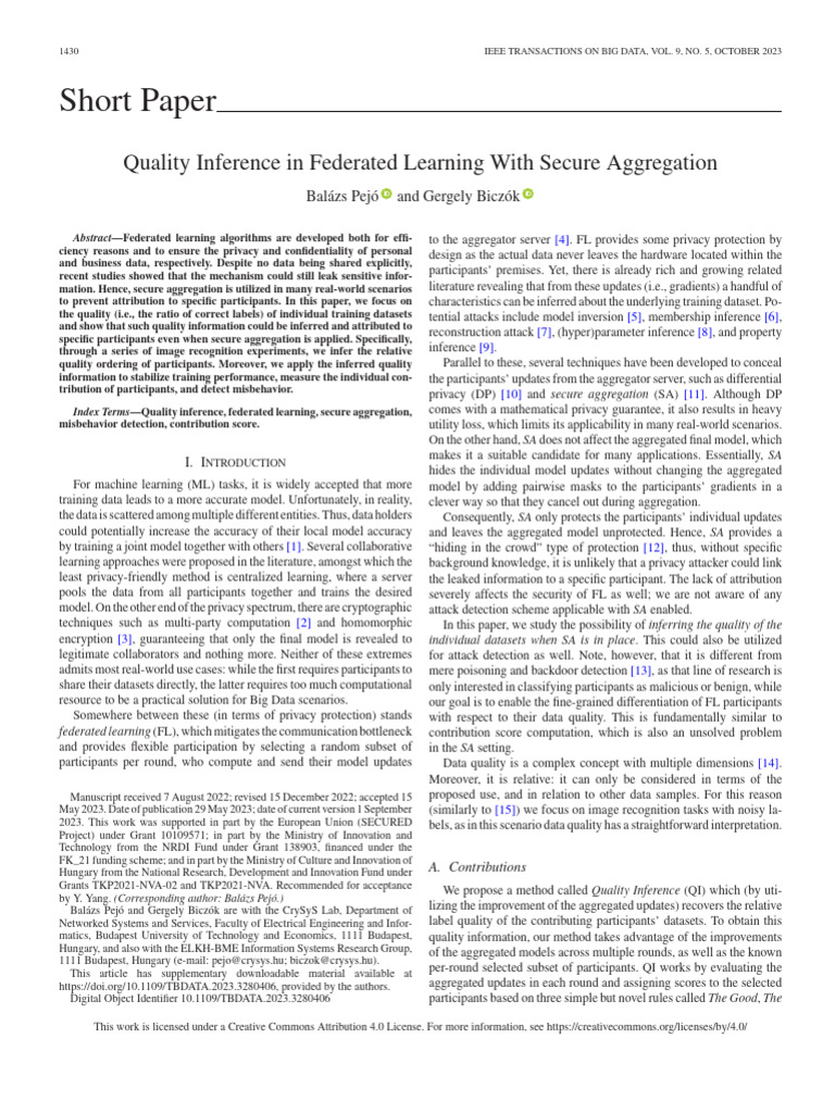 Quality_Inference_in_Federated_Learning_With_Secure_Aggregation | PDF | Applied Mathematics