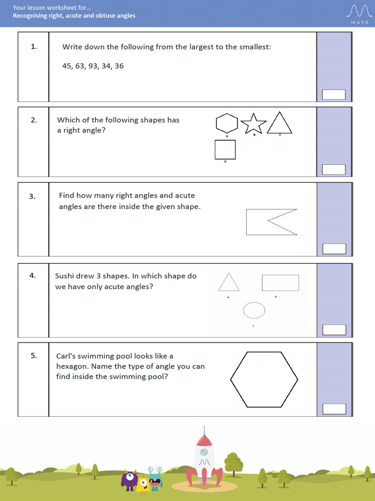 Recognising Right, Acute and Obtuse Angles | PDF