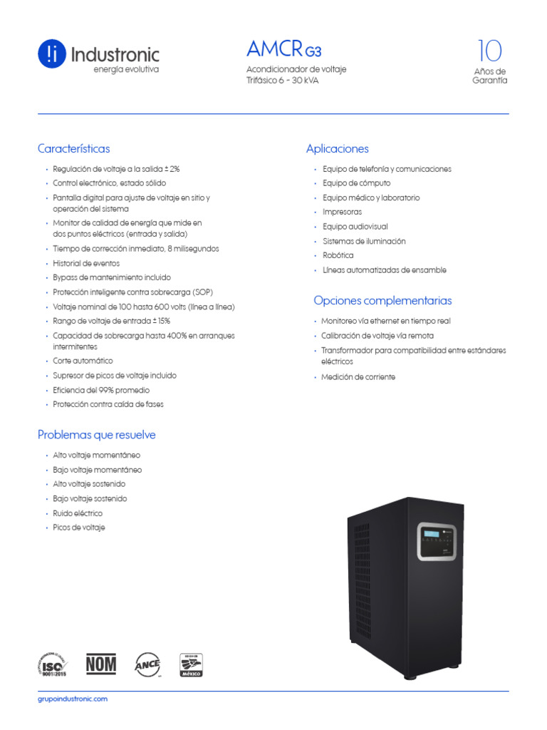 06 Ficha Técnica AMCR G3 3F 6 30 | PDF | Transformador | Electrónica