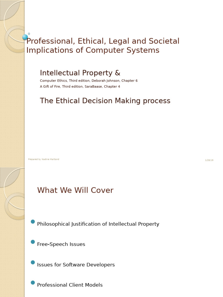 Professional Ethics Lecture 3 Intellectual Property Pdf